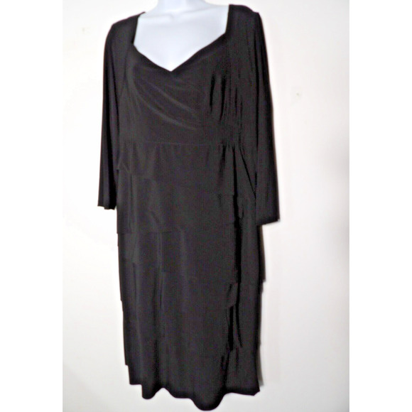cleo | Dresses | Cleo Dress 6 Black Layered Tiered V Neck Long Sleeve ...